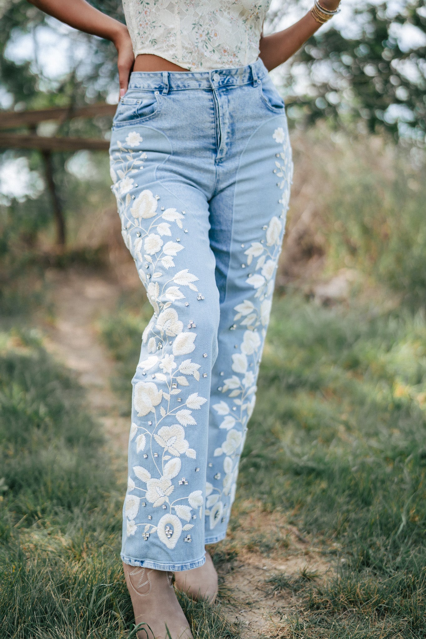 Set In Stone Embroidered Denim Jeans – Southern Alternative