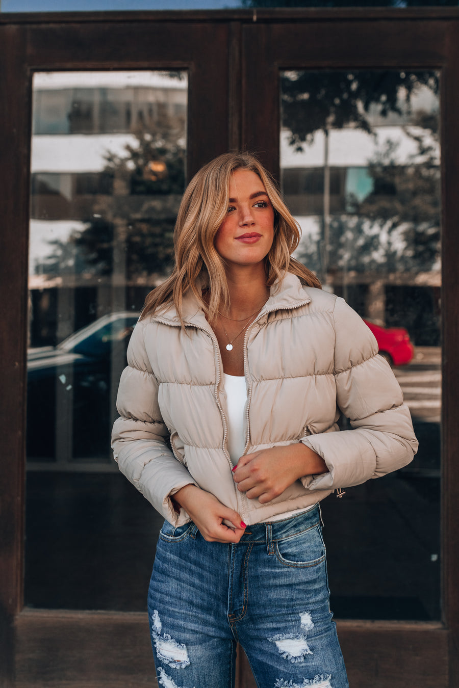 November Rain Cropped Puffer Jacket (Cream) FINAL SALE – Southern ...